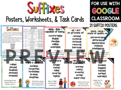 Prefix and Suffix Posters, Task Cards, and Printable Activities BUNDLE ...