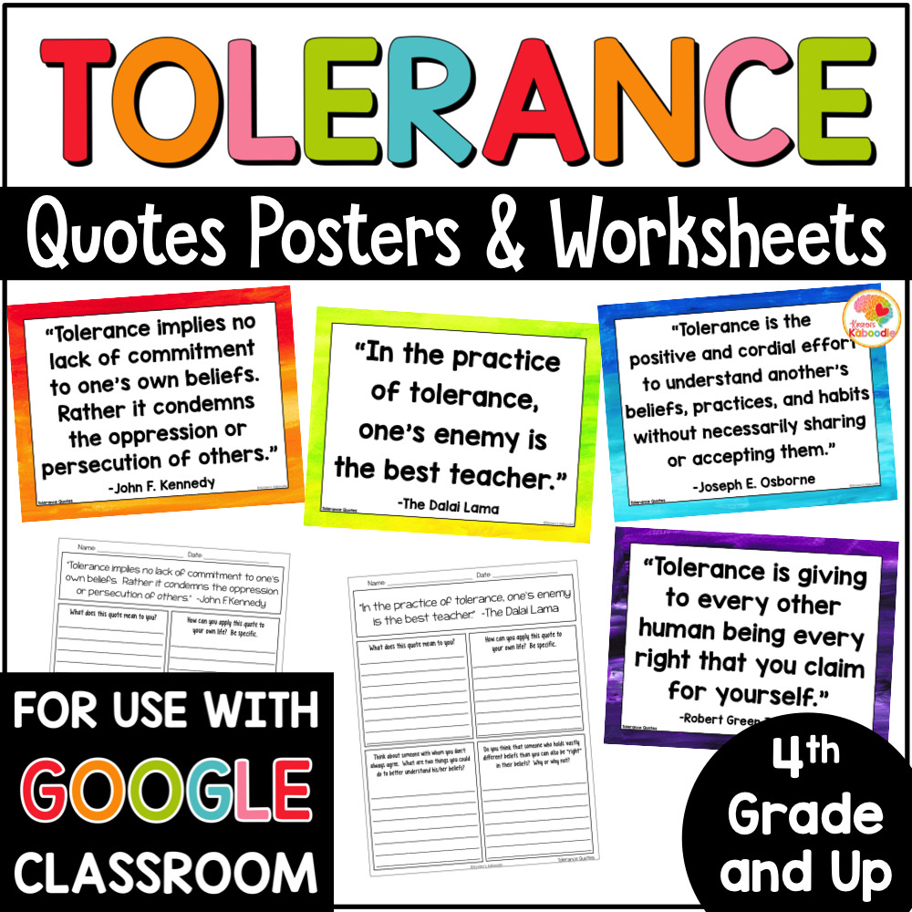 Tolerance Quotes Posters and Activities