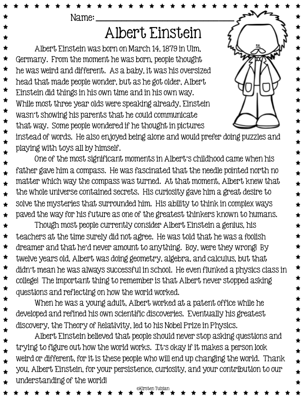 I am Albert Einstein by Brad Meltzer Literature Activities