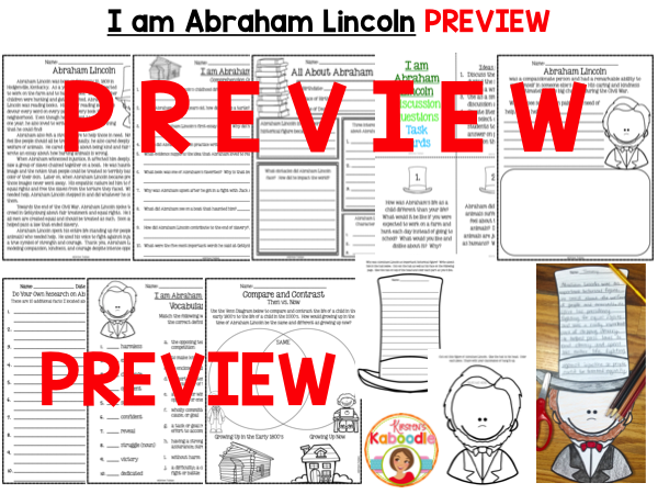 I am Abraham Lincoln by Brad Meltzer Literature Activities