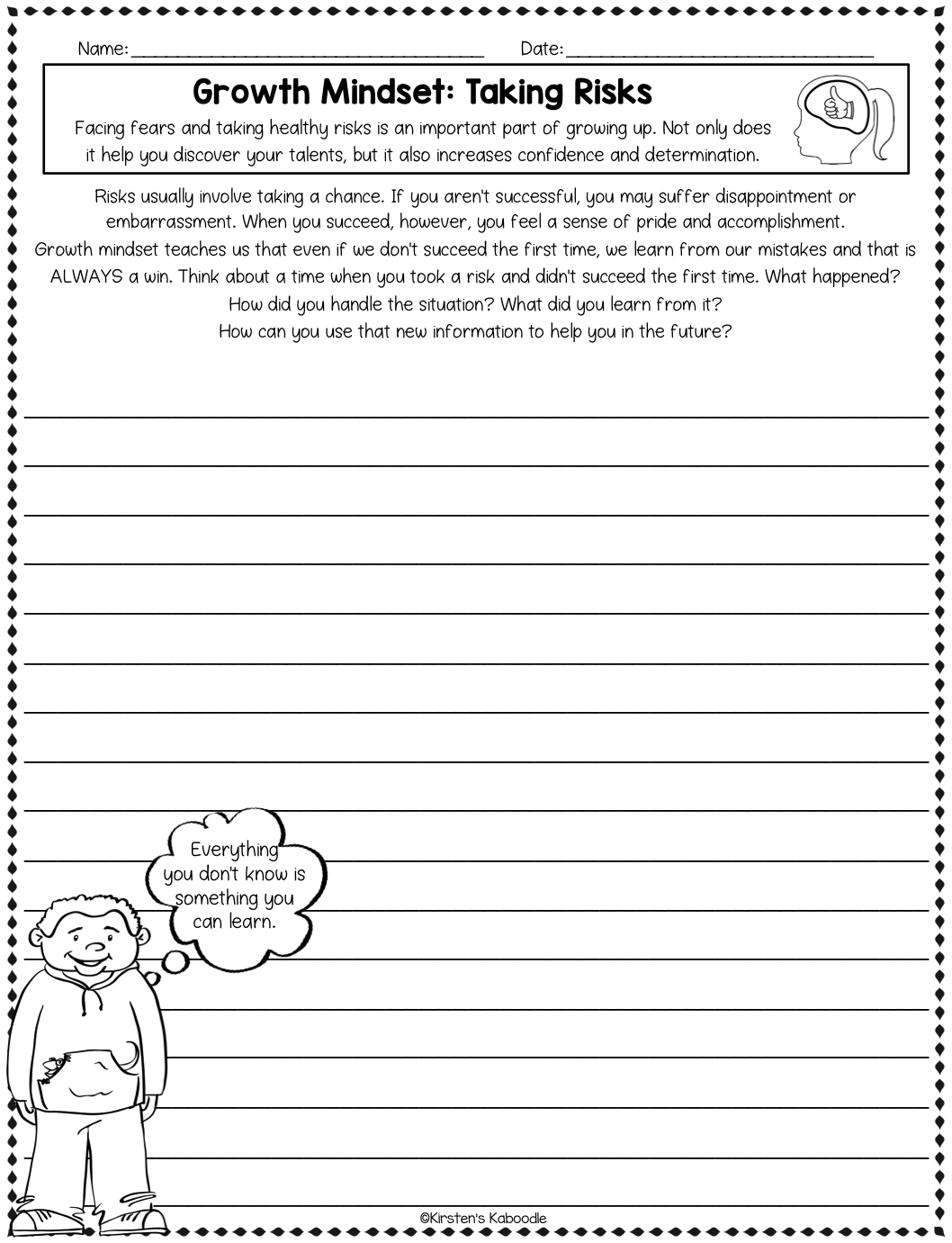 Growth Mindset Journal Prompts for 4th Grade and Up