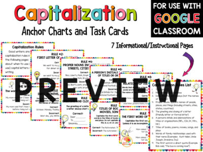 Capitalization Task Cards and Anchor Charts