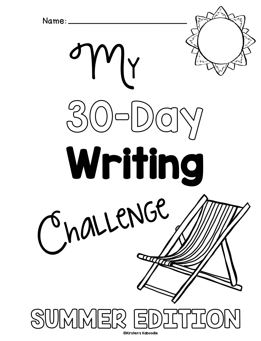 30 Day Summer Writing Challenge for 1st and 2nd Grade