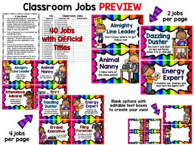 Classroom Jobs - Rainbow Theme