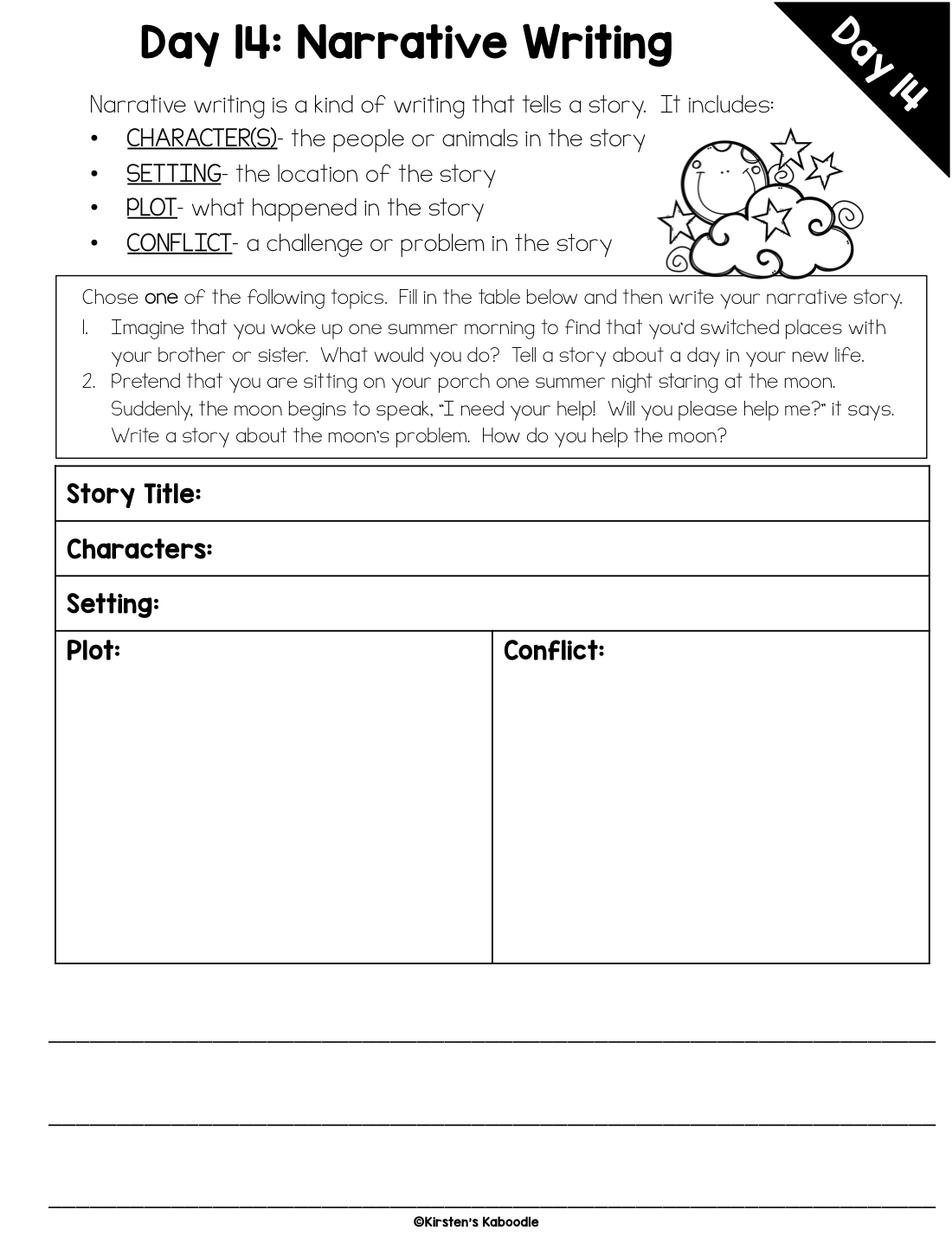 30 Day Summer Writing Challenge for 1st and 2nd Grade