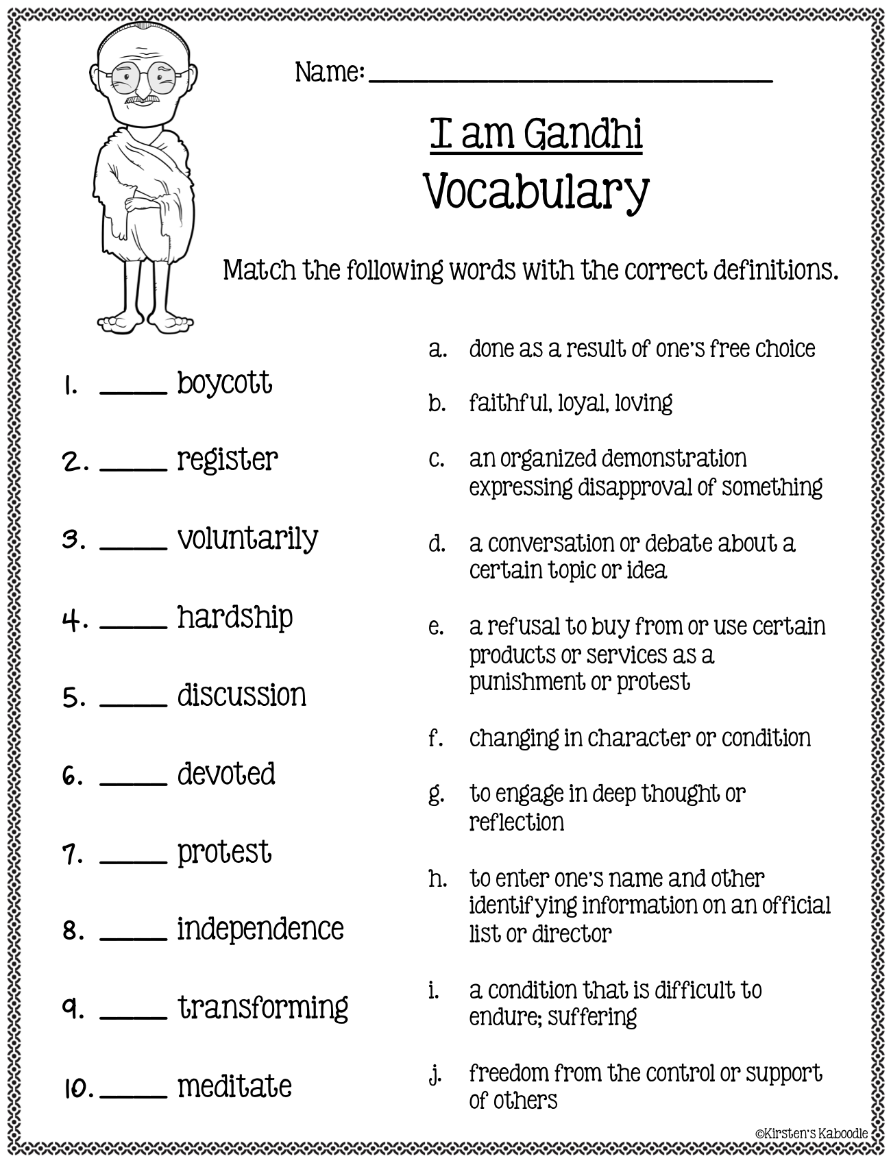 I am Gandhi by Brad Meltzer Literature Unit Activities