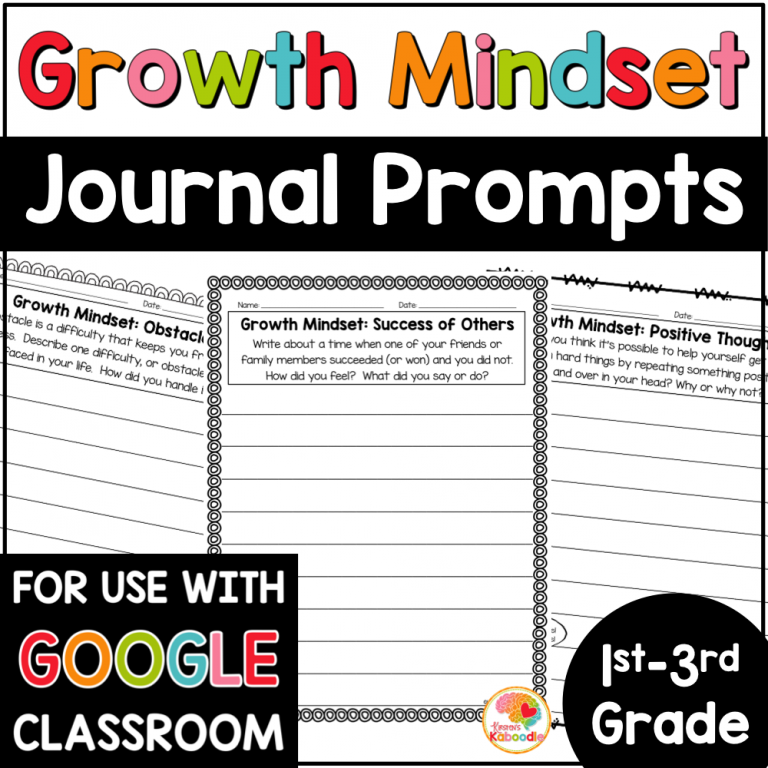 Growth Mindset Journal Prompts for 1st-3rd Grrade