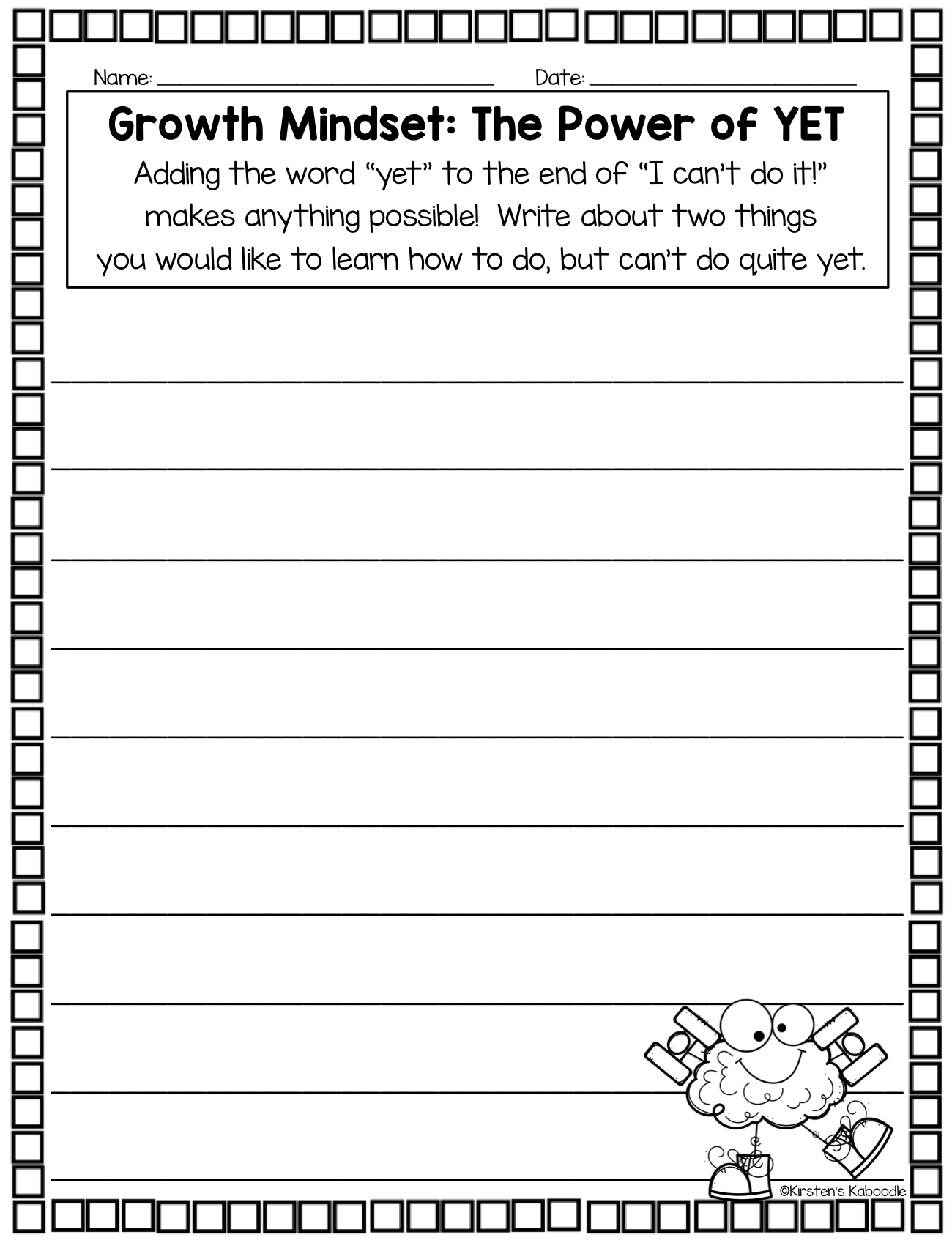 Growth Mindset Journal Prompts for 1st-3rd Grrade