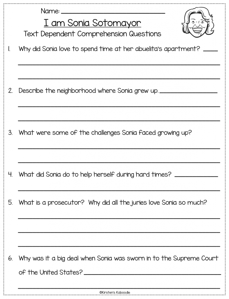 I am Sonia Sotomayor by Brad Meltzer Literature Unit Activities ...