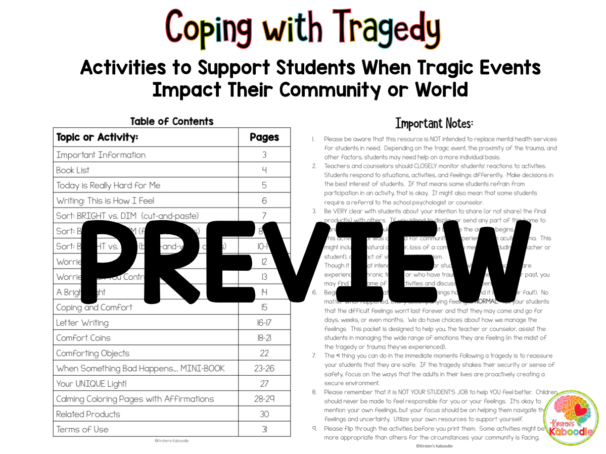Coping with Tragedy: Activities to Support Students During Times of ...