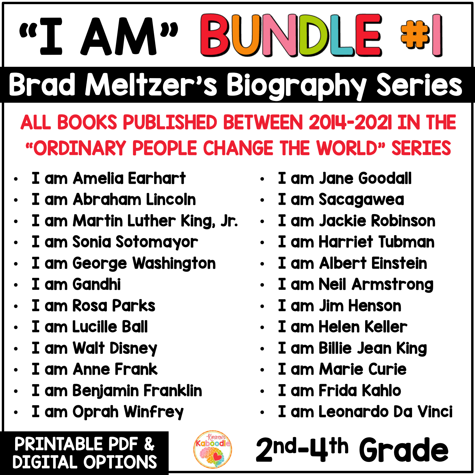 Brad Meltzer I AM Biography BUNDLE: Resources and Activities