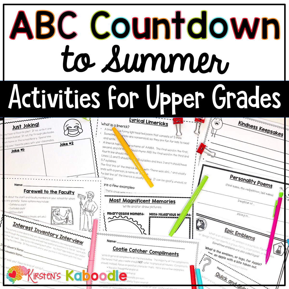 ABC Countdown to Summer Ideas and Activities for Upper Grades