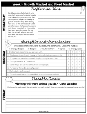Free Growth Mindset Bell Ringer Warm Ups 4th & Up • Kirsten's Kaboodle
