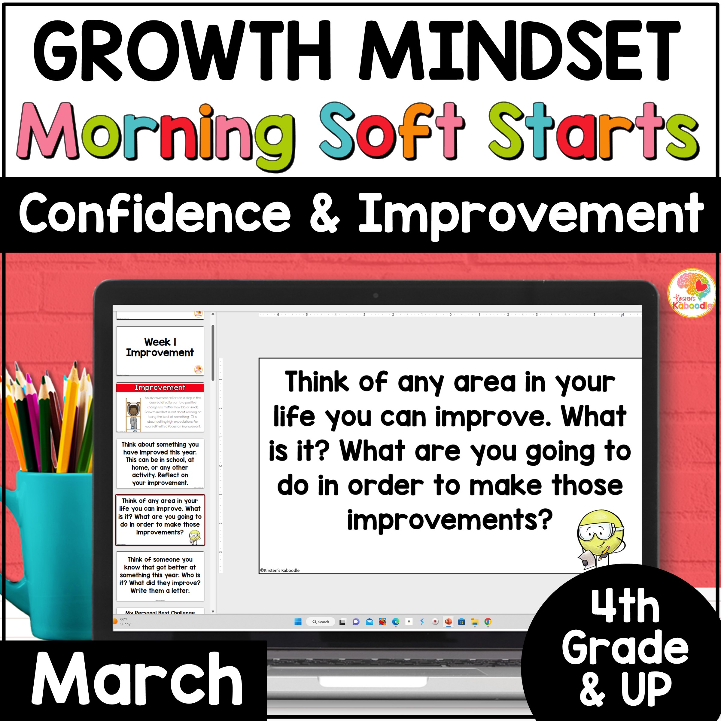 March Growth Mindset Soft Start Morning Meeting: 4th Grade & Up