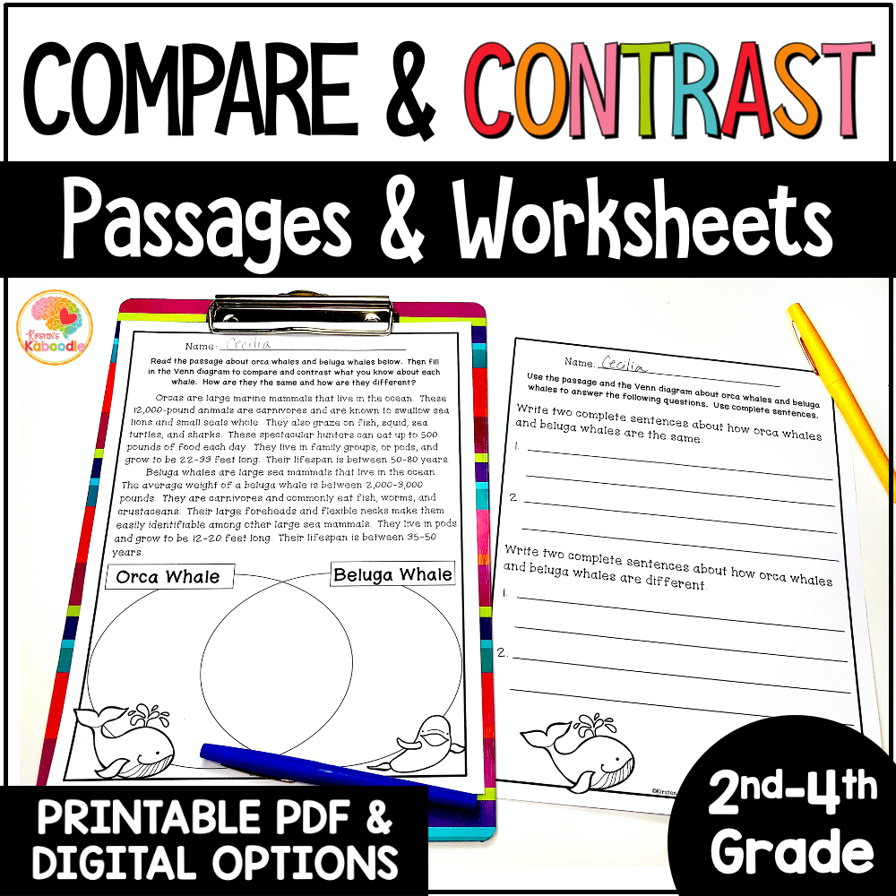 Compare and Contrast Passages and Graphic Organizers Activities
