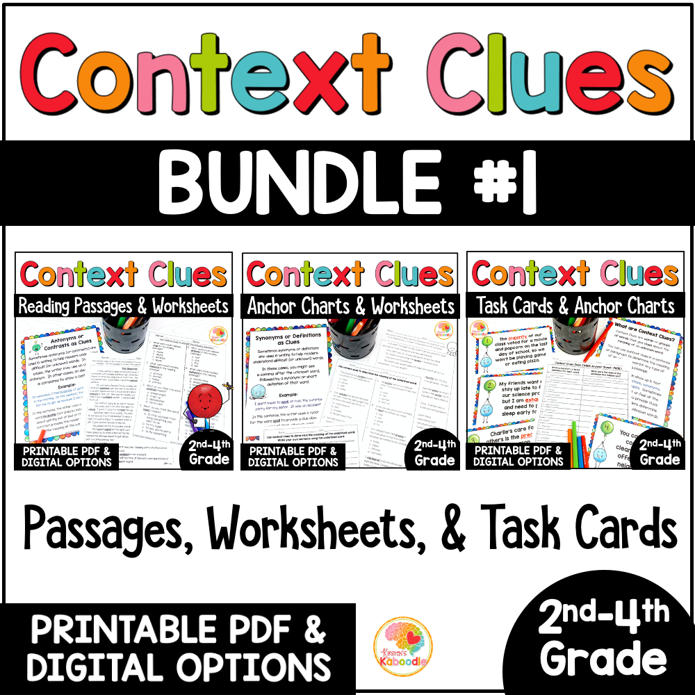 Context Clues Activities BUNDLE for 2nd, 3rd, and 4th Grade