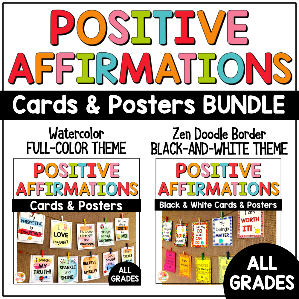Positive Affirmations Posters for Kids: Bulletin Board Mirror Notes