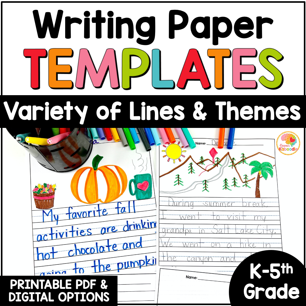 Lined Writing Paper Templates with Picture Box Printables