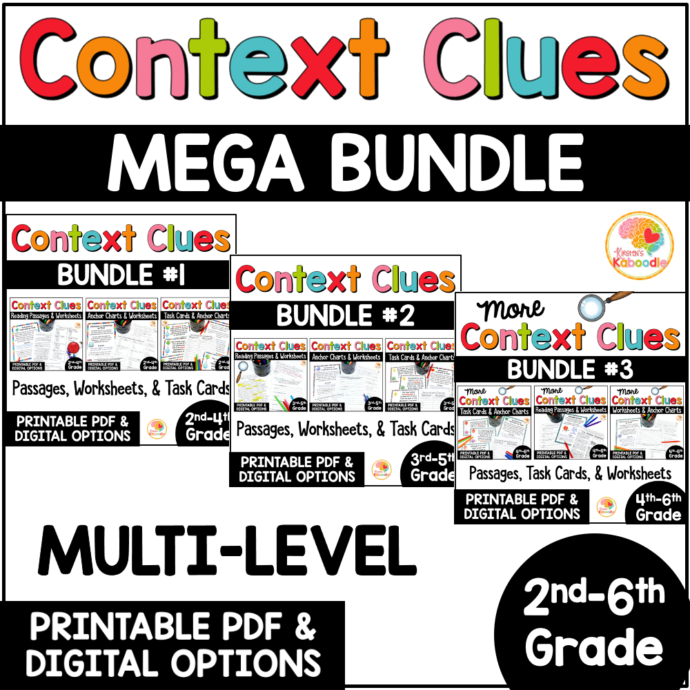 Context Clues Activities MULTI-LEVEL BUNDLE for 2nd-6th Grade