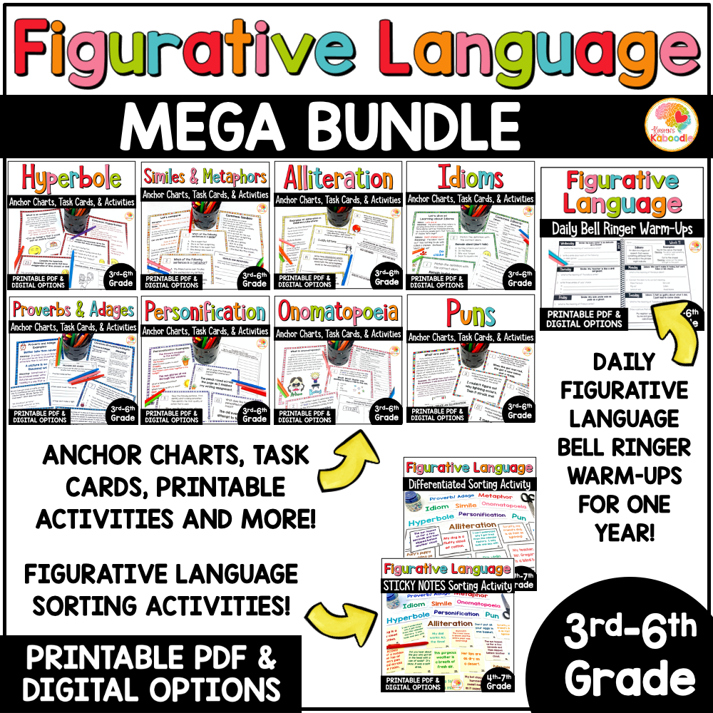 Figurative Language Activities: Task Cards, Bell Ringers, & MORE!