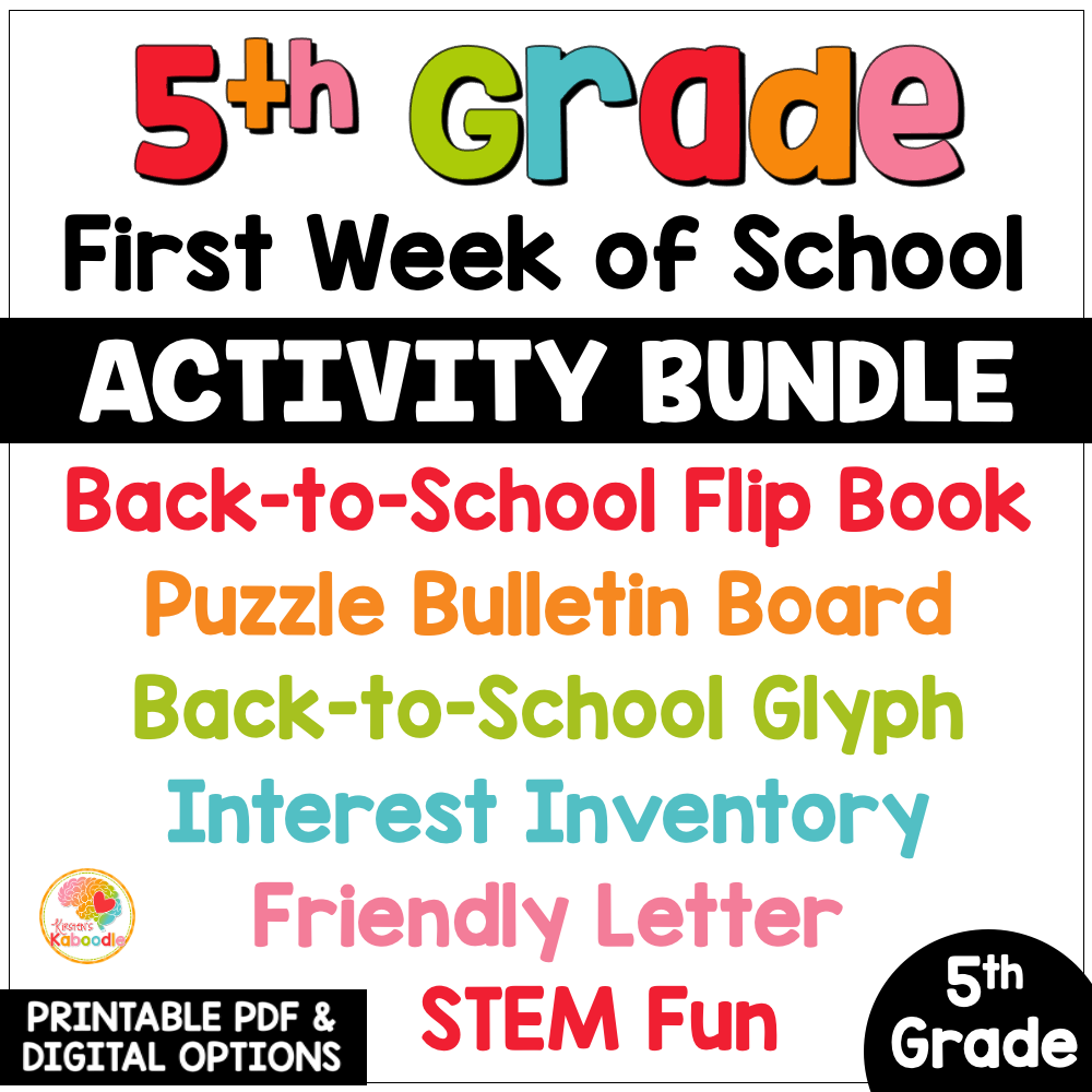 First Week of School Activities 5th Grade: Back to School Activities