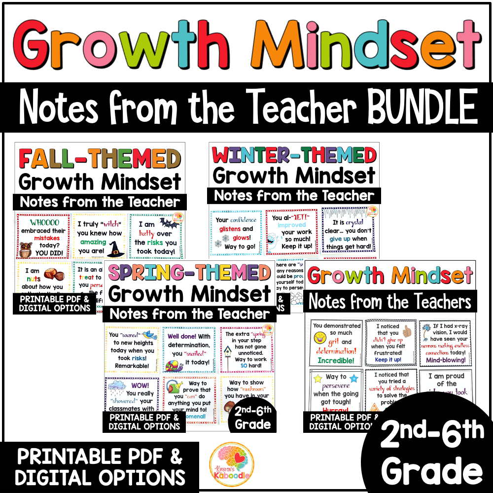 Growth Mindset Notes for Students: Encouraging Messages BUNDLE