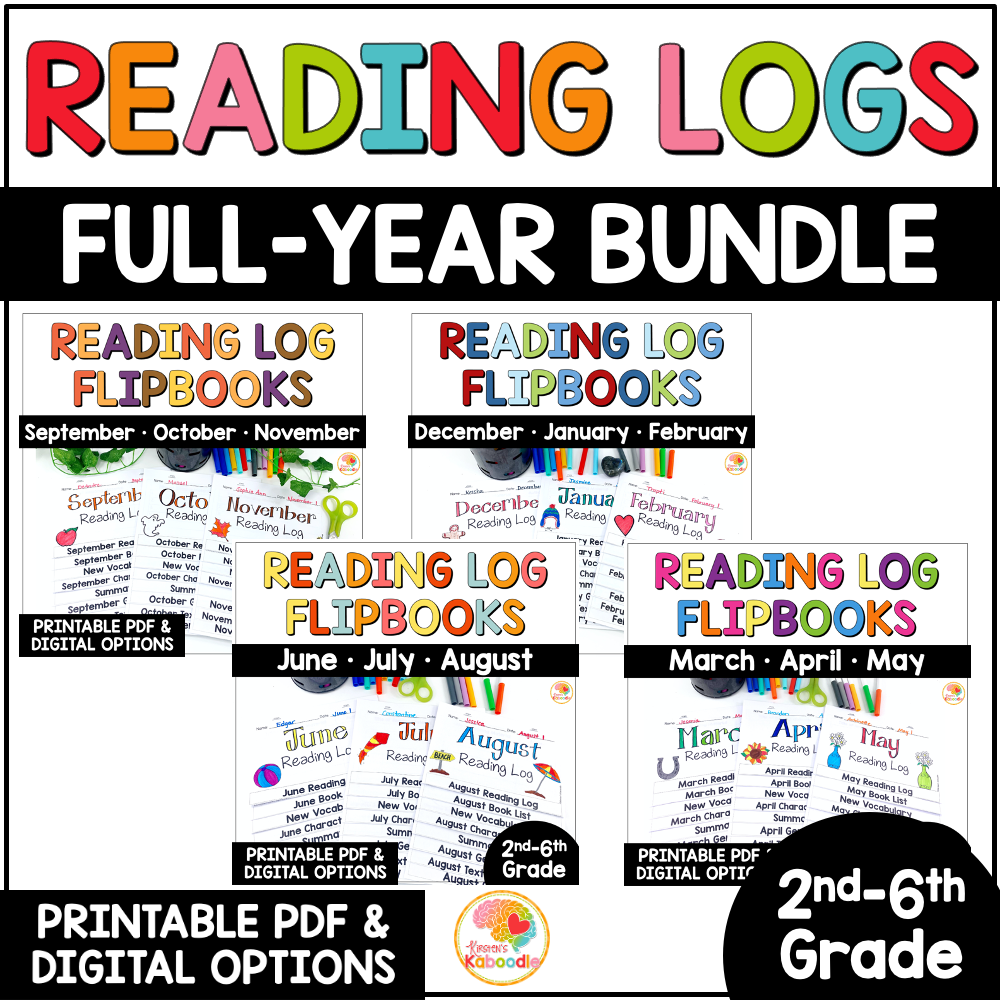 Reading Log Flip Books: 12 MONTH BUNDLE