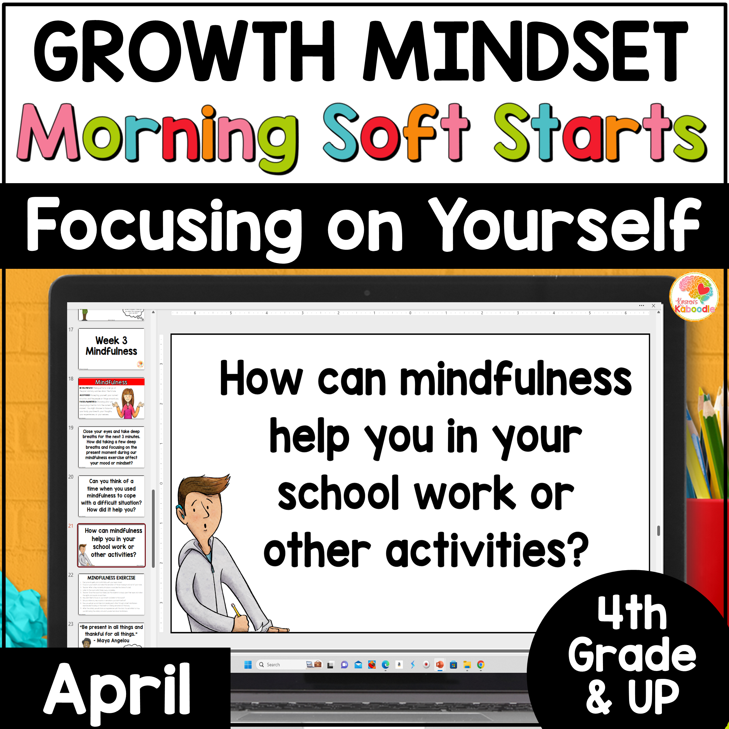 April Growth Mindset Morning Meeting Soft Starts 4th Grade & Up