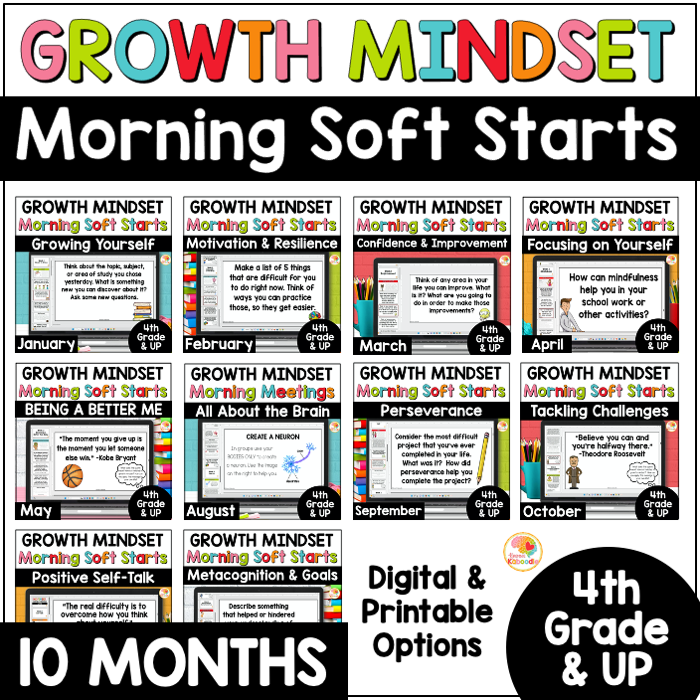Growth Mindset Soft Start Morning Meetings FULL YEAR BUNDLE