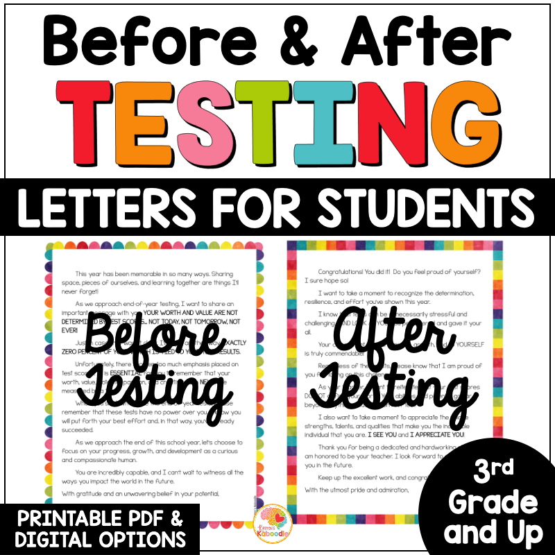 Before & After State Testing Encouraging Letters to Students