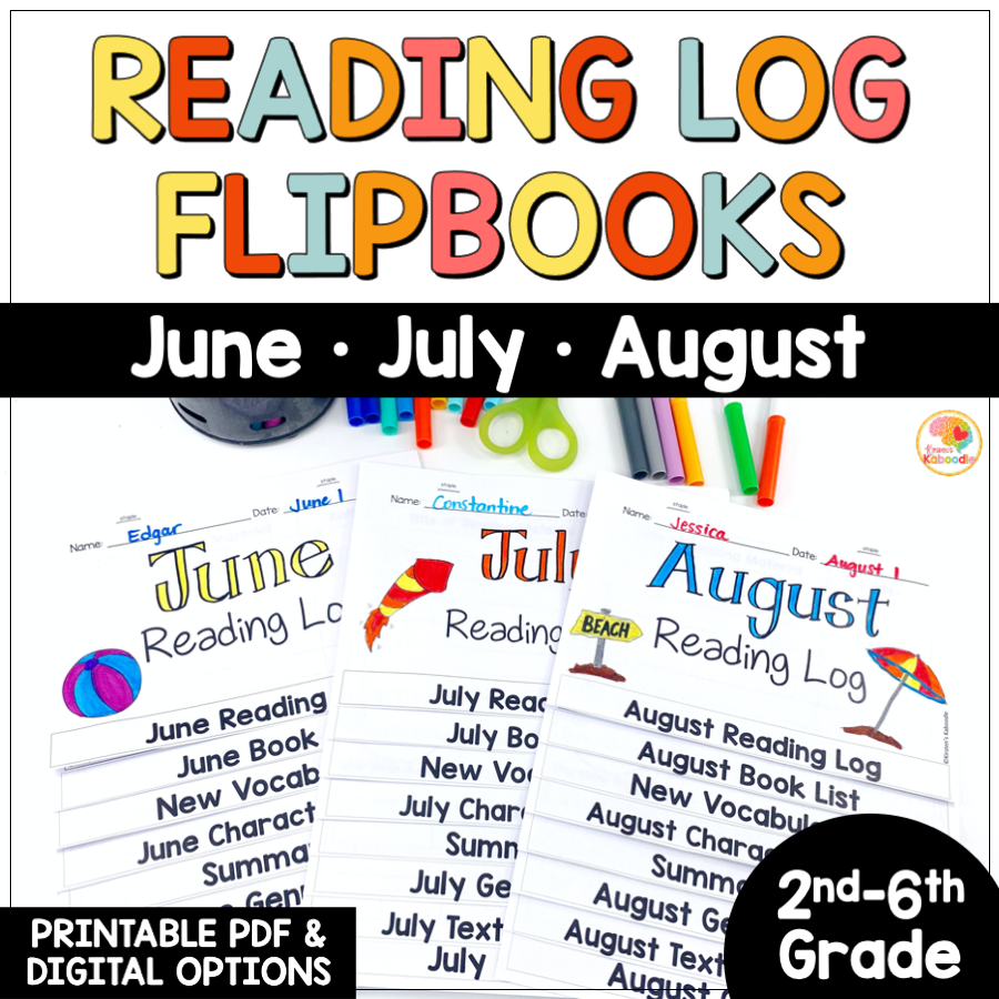Fun Summer Reading Log: Flip Books for June, July, and August