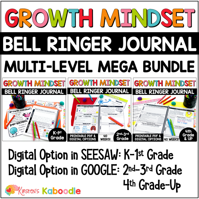 MULTI-LEVEL Growth Mindset Bell Ringer Journals BUNDLE