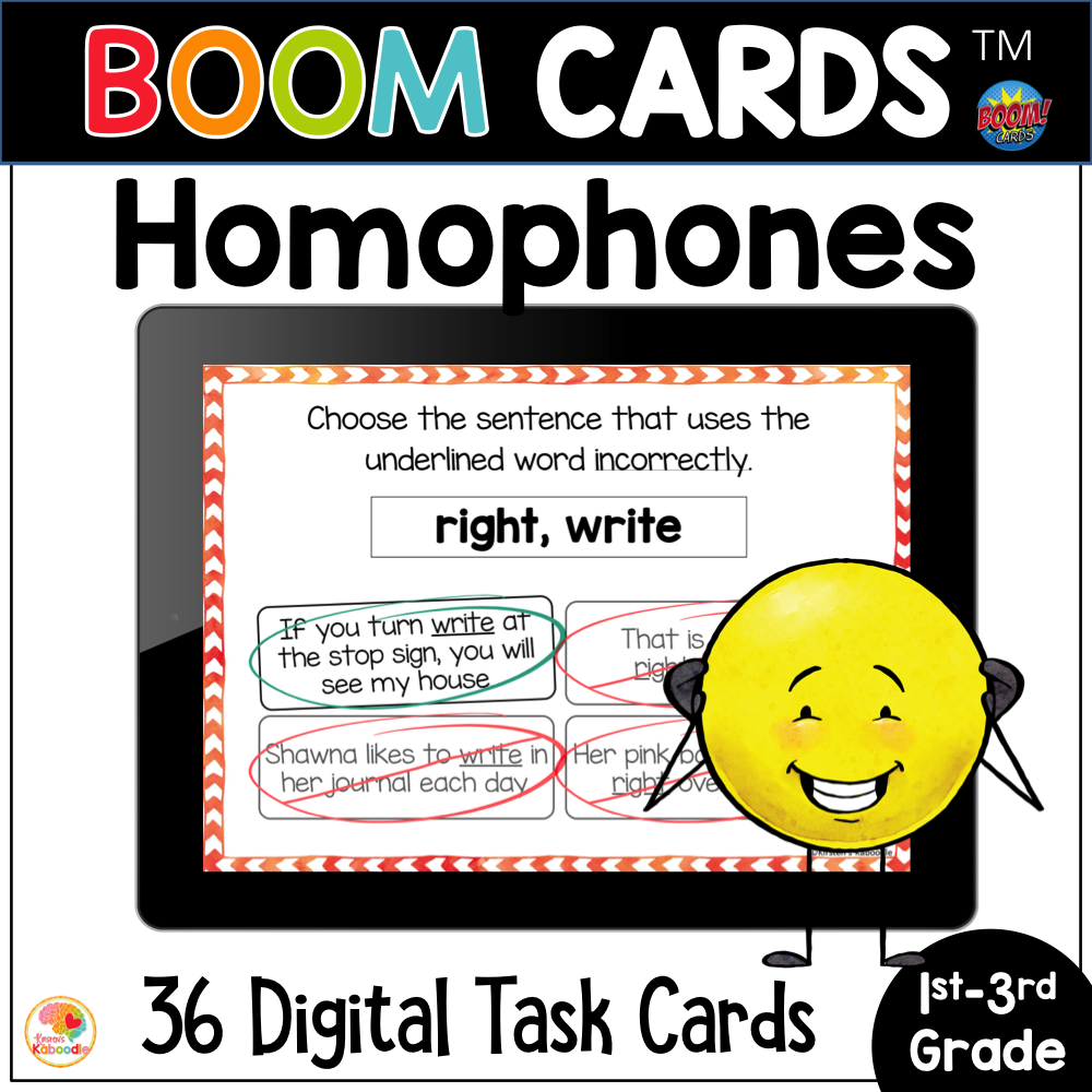 Homophone BOOM CARDS ™ Digital Task Cards