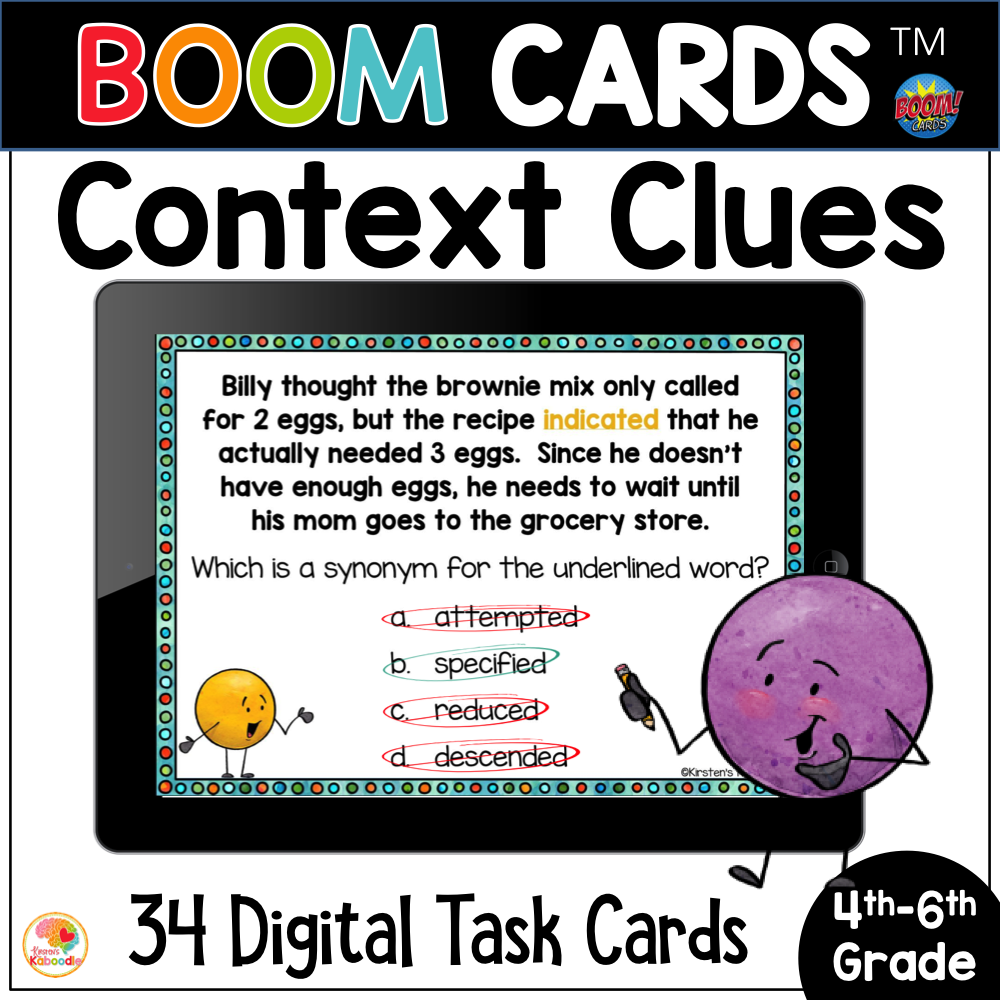 Context Clues BOOM CARDS ™ Interactive Digital Task Cards