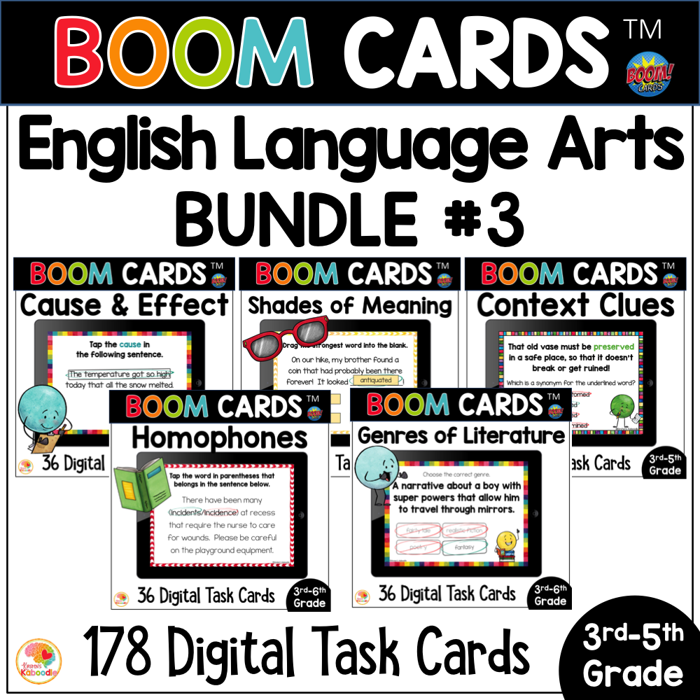 English Language Arts BOOM CARDS BUNDLE Digital Task Cards