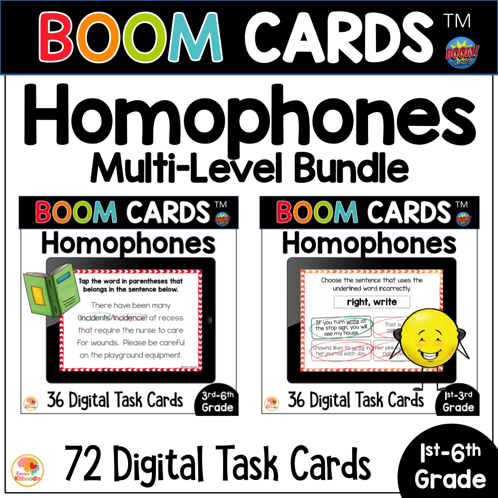 Homophones BOOM CARDS BUNDLE Digital Task Cards