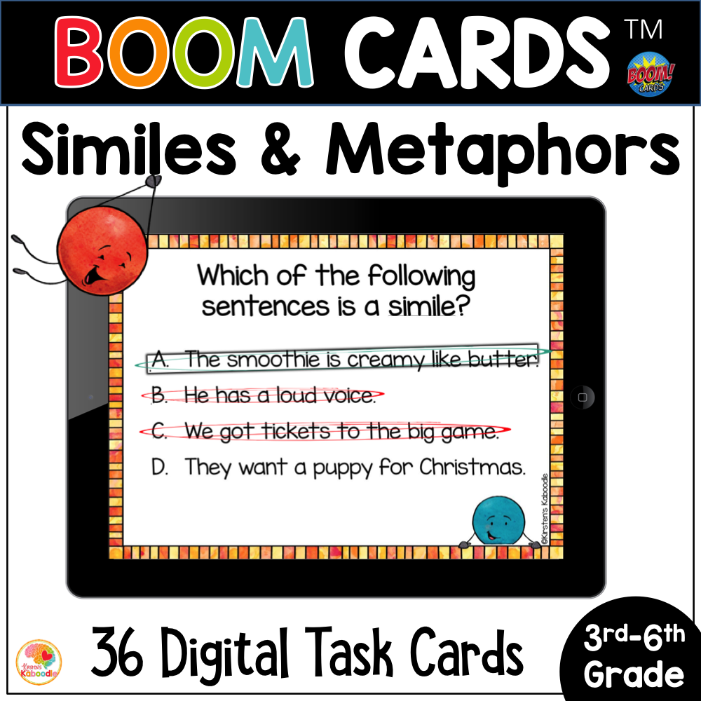 Similes and Metaphors BOOM CARDS ™ Digital Task Cards
