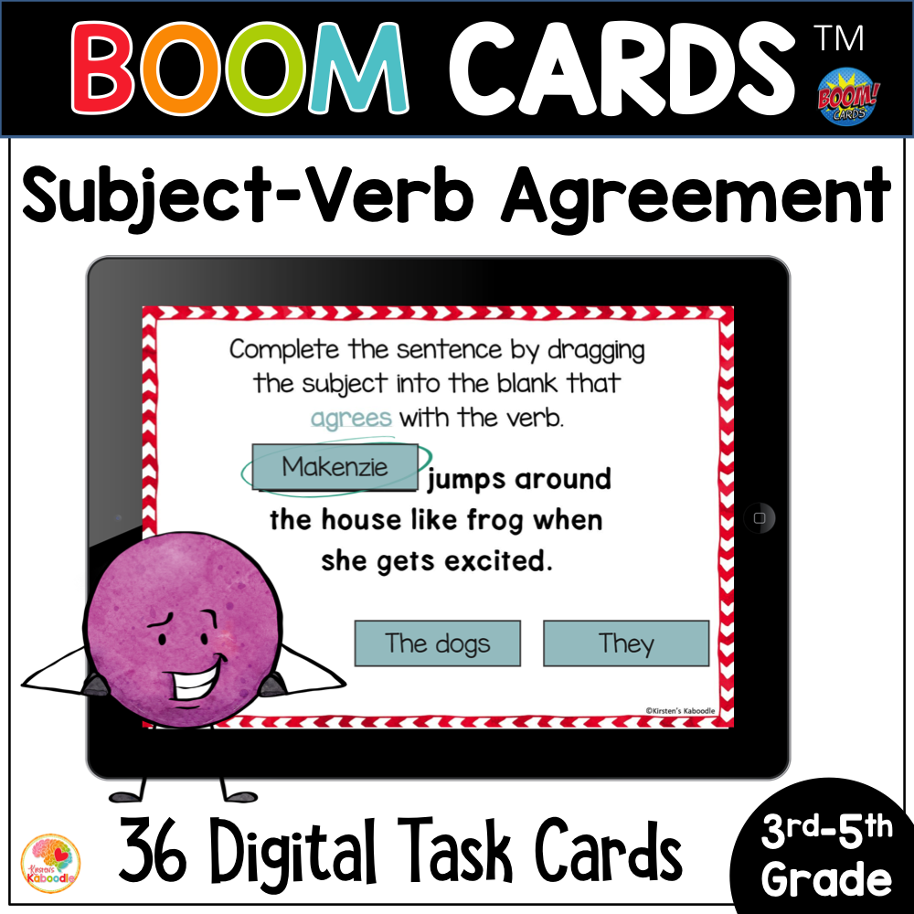 Subject Verb Agreement BOOM CARDS ™ Digital Task Cards