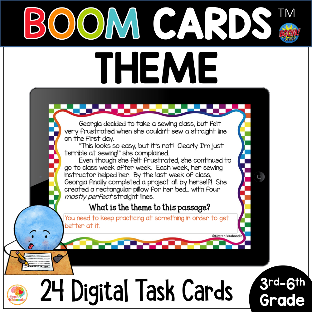 Teaching Theme BOOM CARDS ™ Digital Task Cards