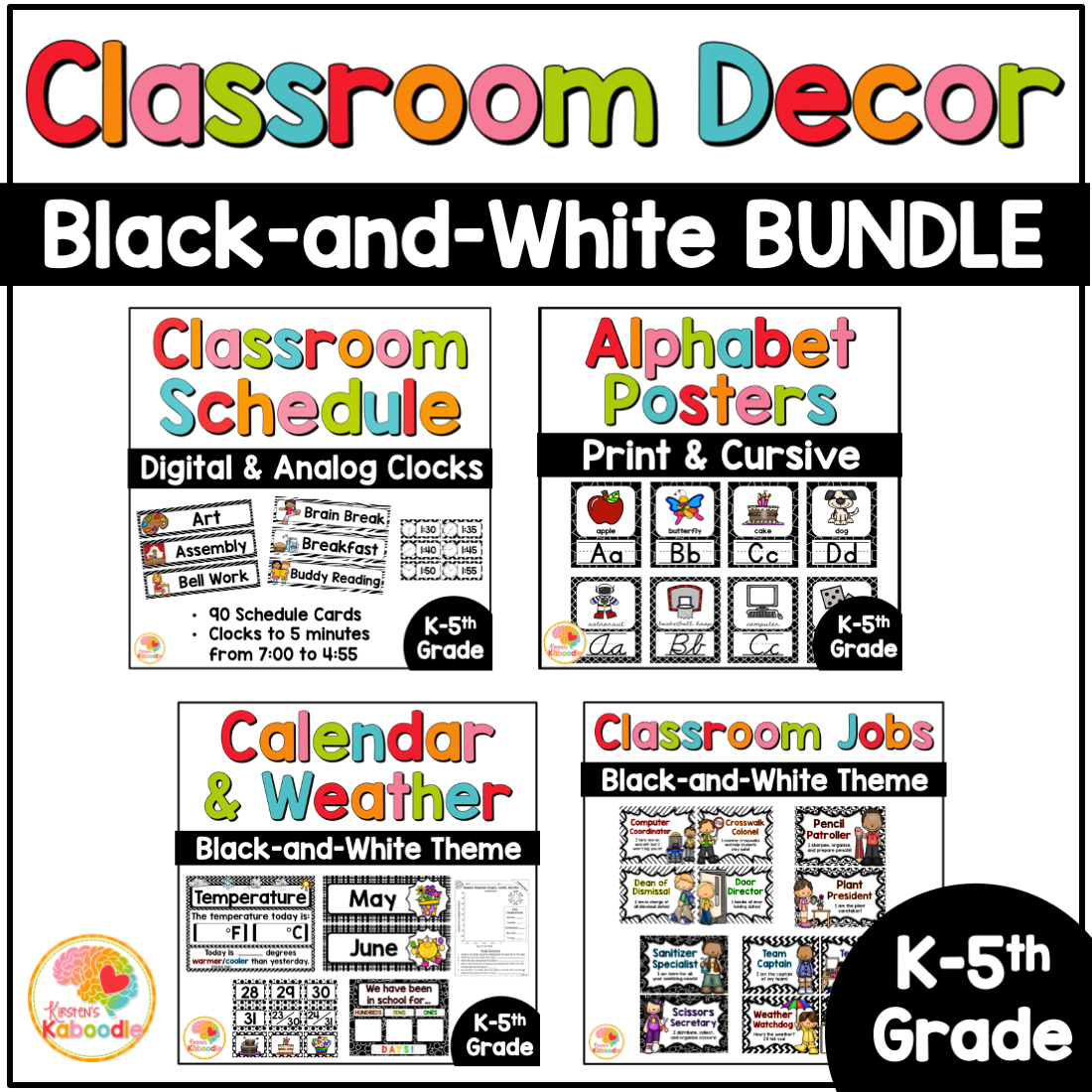 Black and White Classroom Decor Bundle