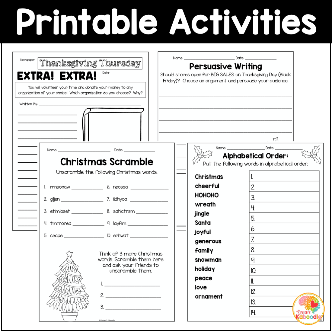 Printable Holiday Activities Christmas Dramatic Play New Printables
