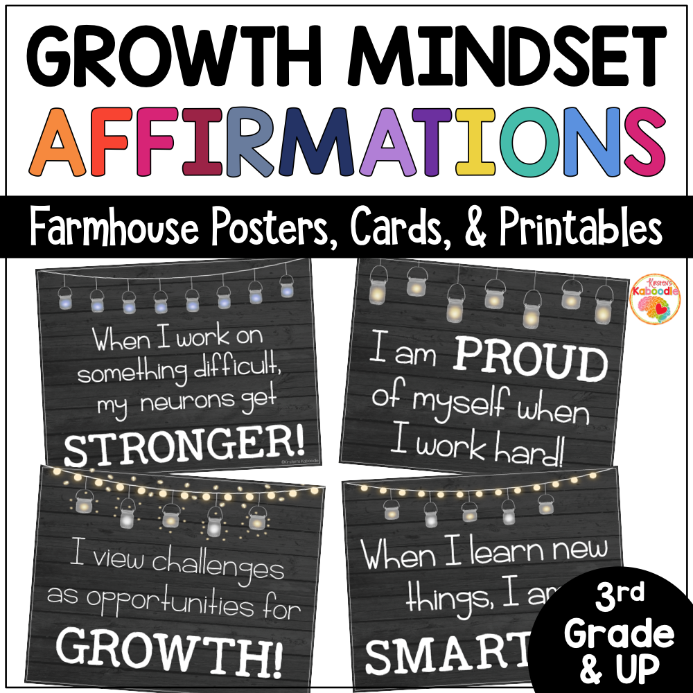 Modern Farmhouse Growth Mindset Affirmation Posters