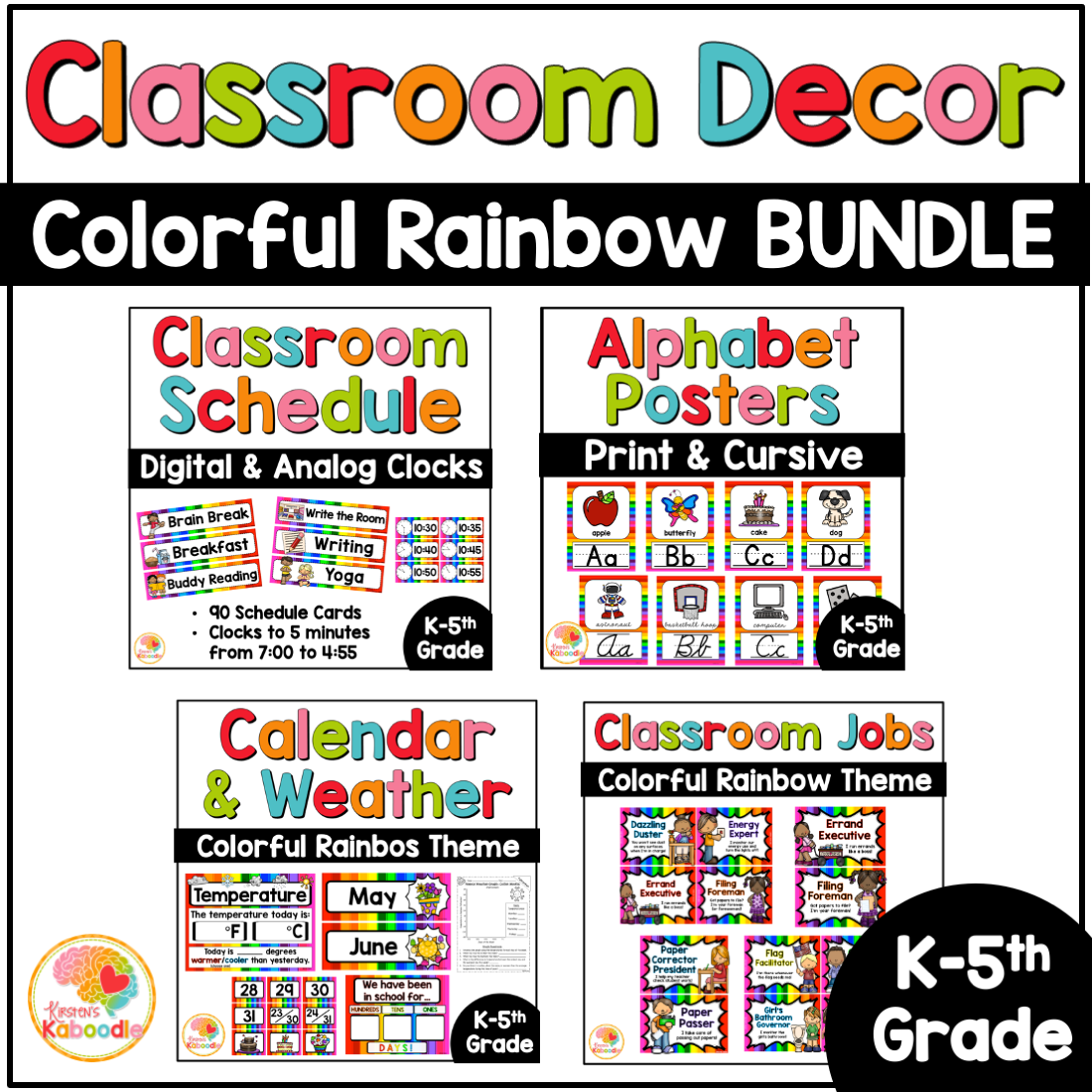 Rainbow Classroom Decor Bundle