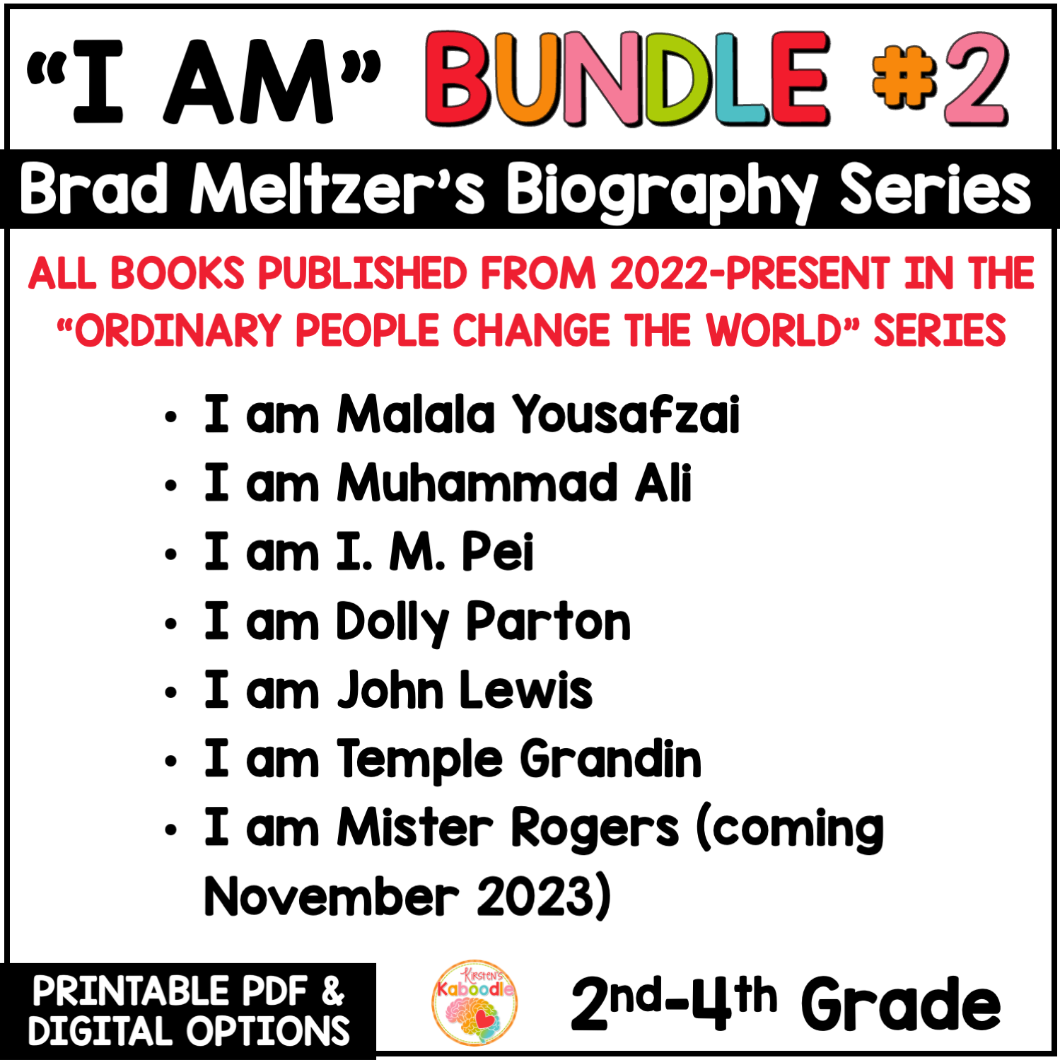 Brad Meltzer "I AM" Book Series Literature Unit Activities