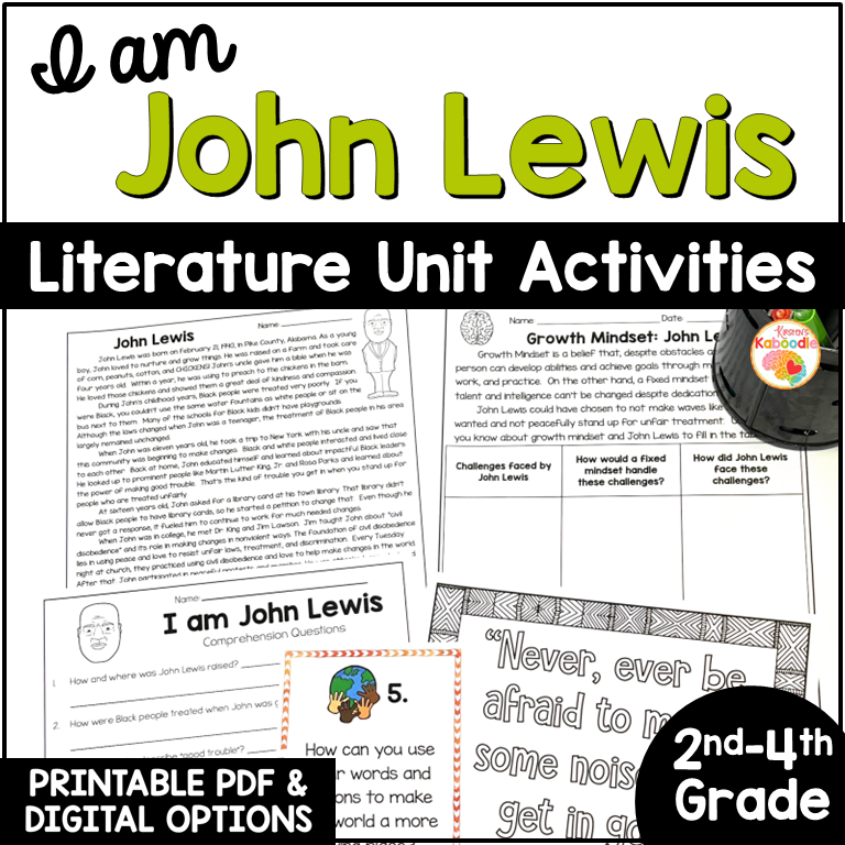 I am John Lewis by Brad Meltzer Activities for 2nd, 3rd, 4th Grade