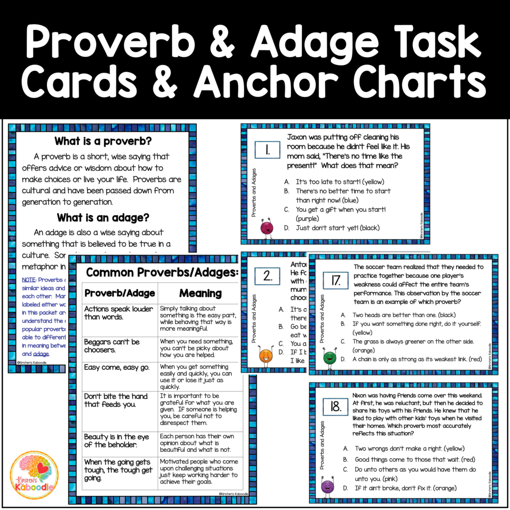 Proverbs and Adages Color by Number Mystery Pixel Art Activity