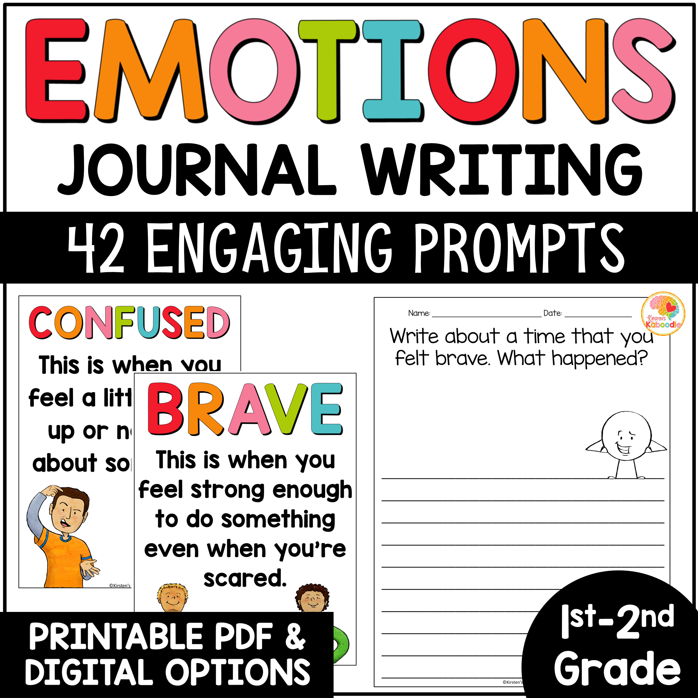 Daily Journal Prompts Morning Work Emotions | Feelings Posters w ...