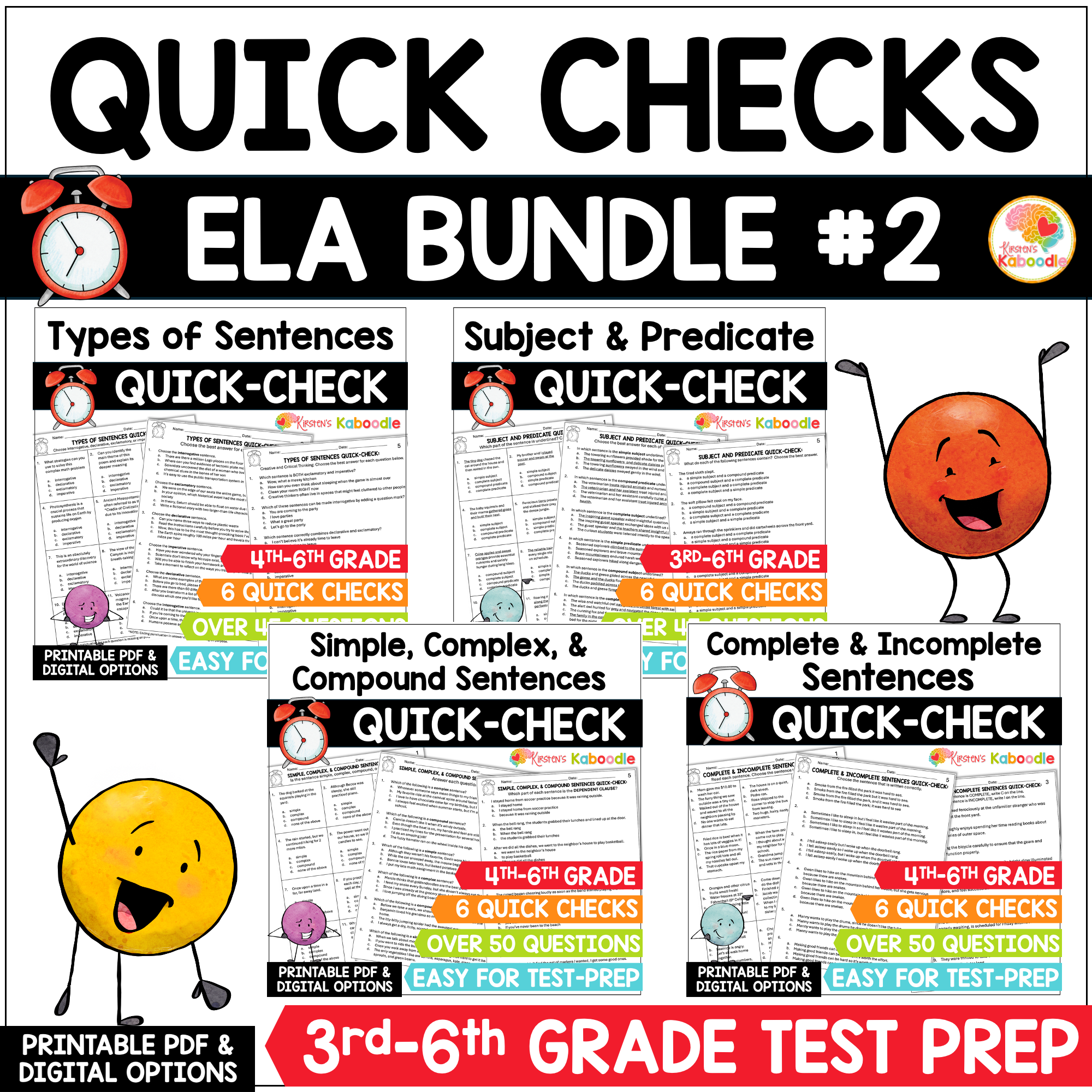 Sentence Structure Quick Checks BUNDLE Test-Prep Worksheets