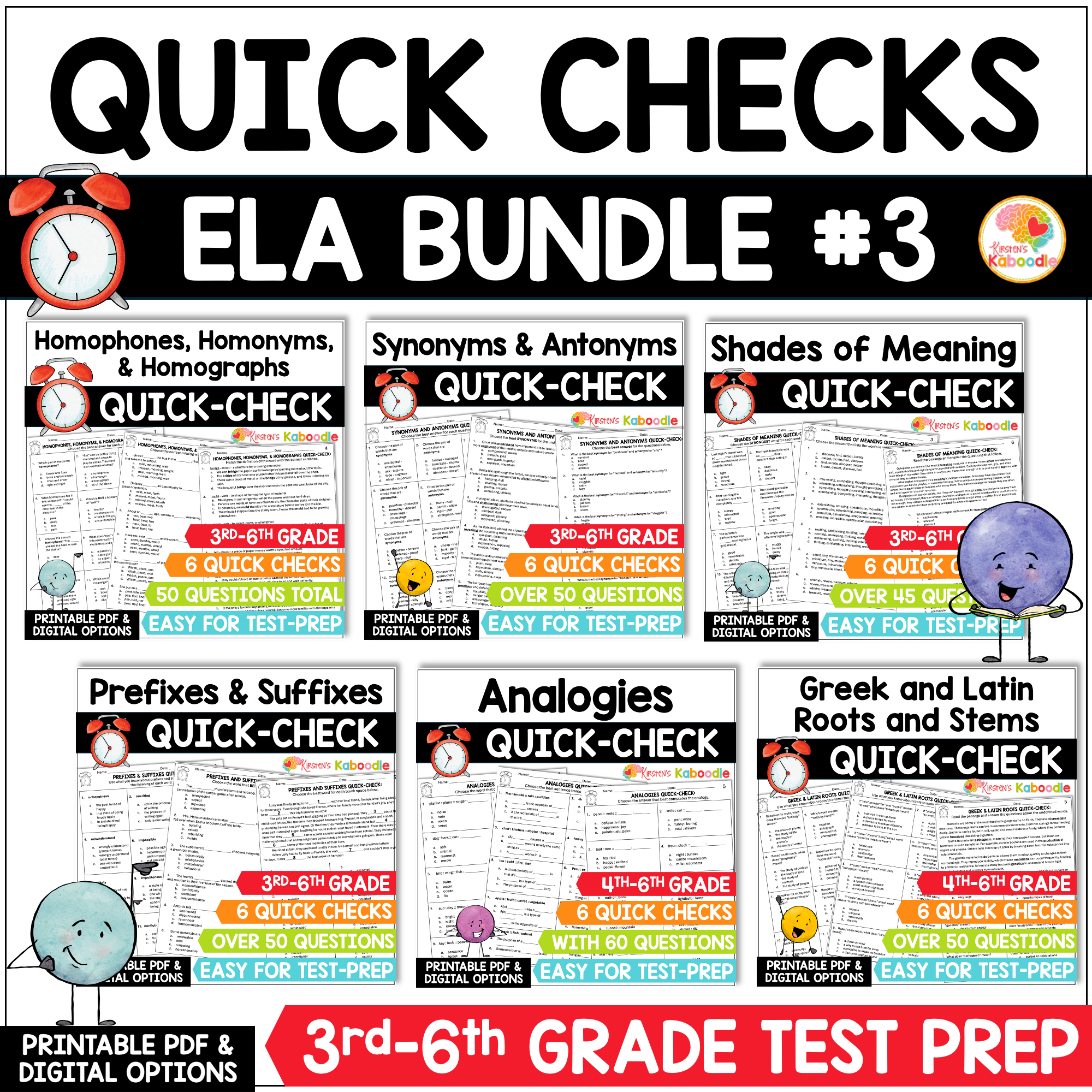 Vocabulary Quick Checks Review BUNDLE Test-Prep Worksheets