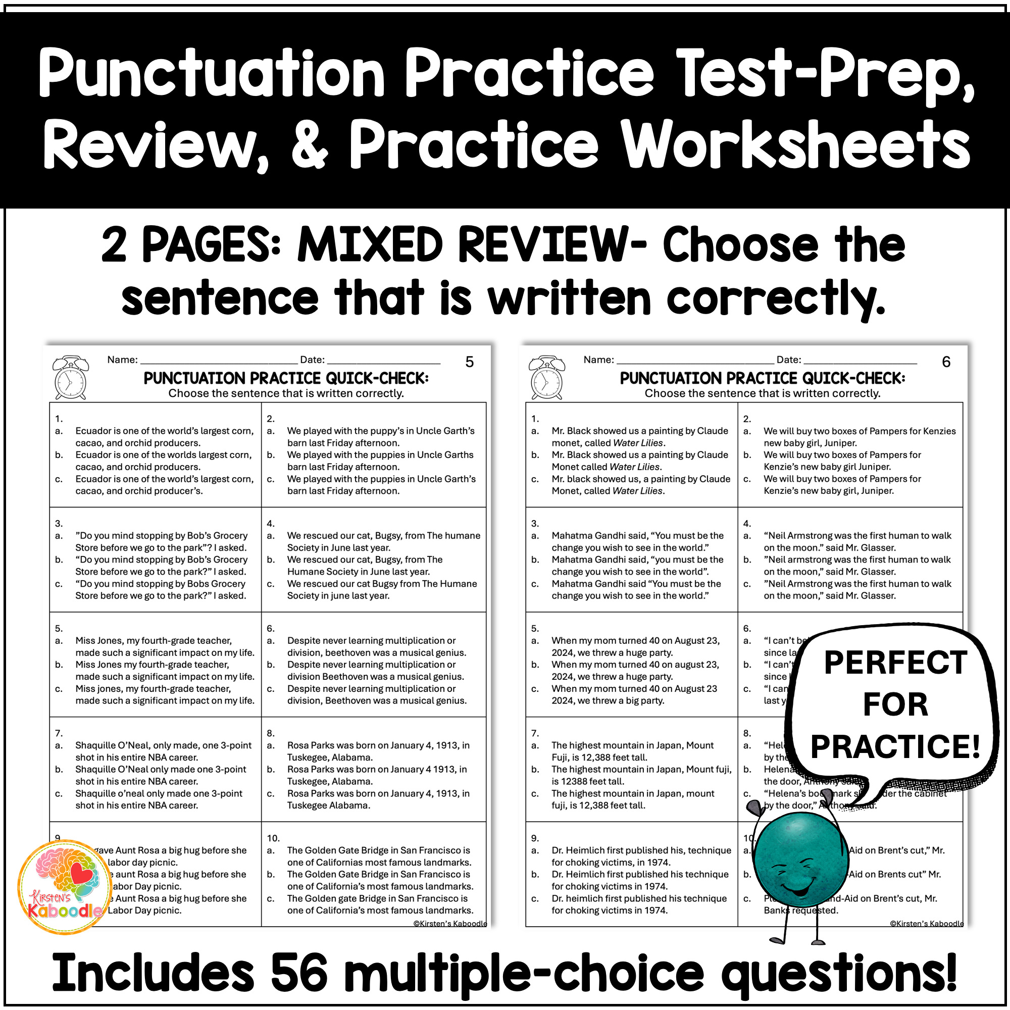Punctuation Worksheet Test English Worksheets: Punctuation Test